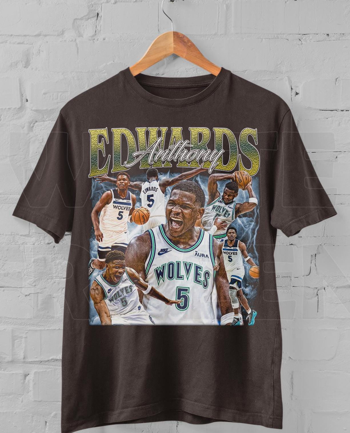 Anthony Edwards Vintage Bootleg T-Shirt - Minnesota Basketball Graphic ...