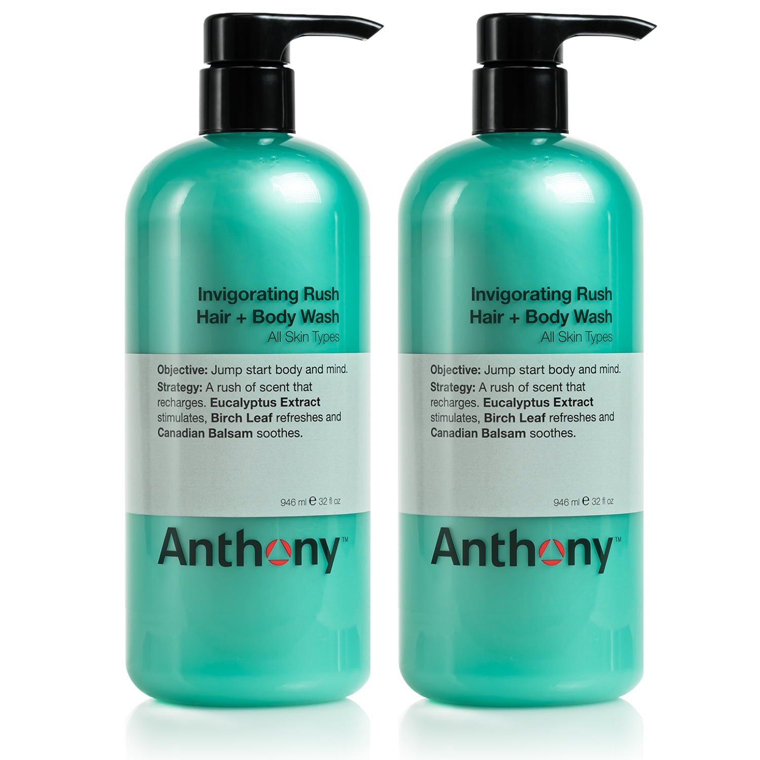 Anthony Mens Body Wash and Shampoo: Invigorating Rush 2-In-1 Liquid Gel ...