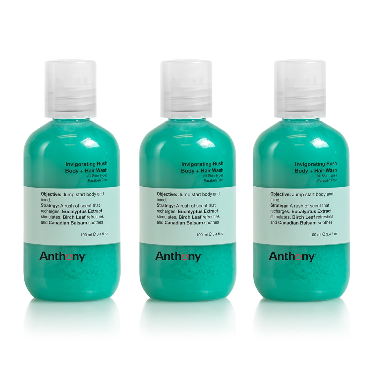 Anthony Mens Body Wash and Shampoo: Invigorating Rush 2-In-1 Liquid Gel ...