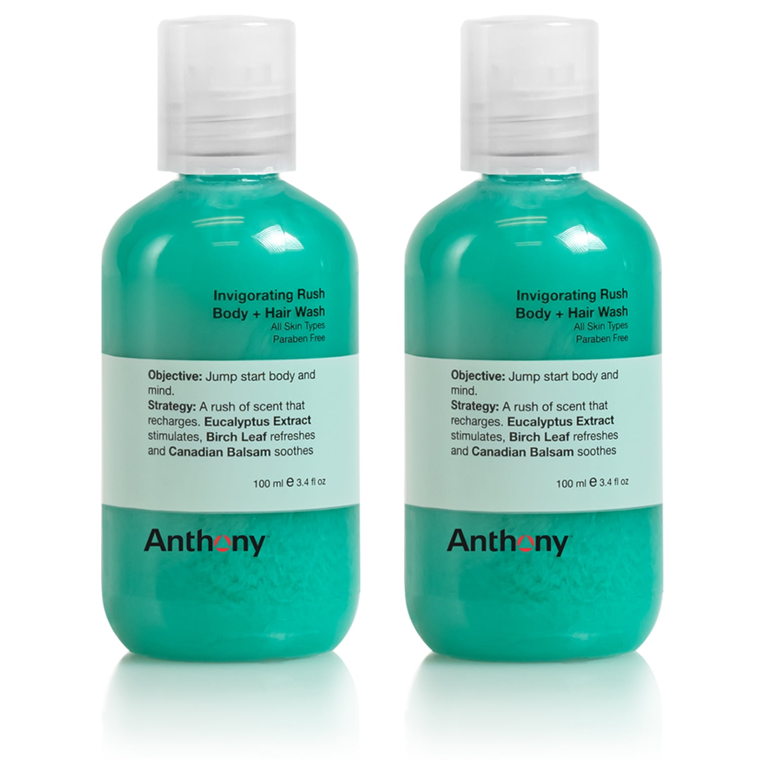 Anthony Mens Body Wash and Shampoo: Invigorating Rush 2-In-1 Liquid Gel ...