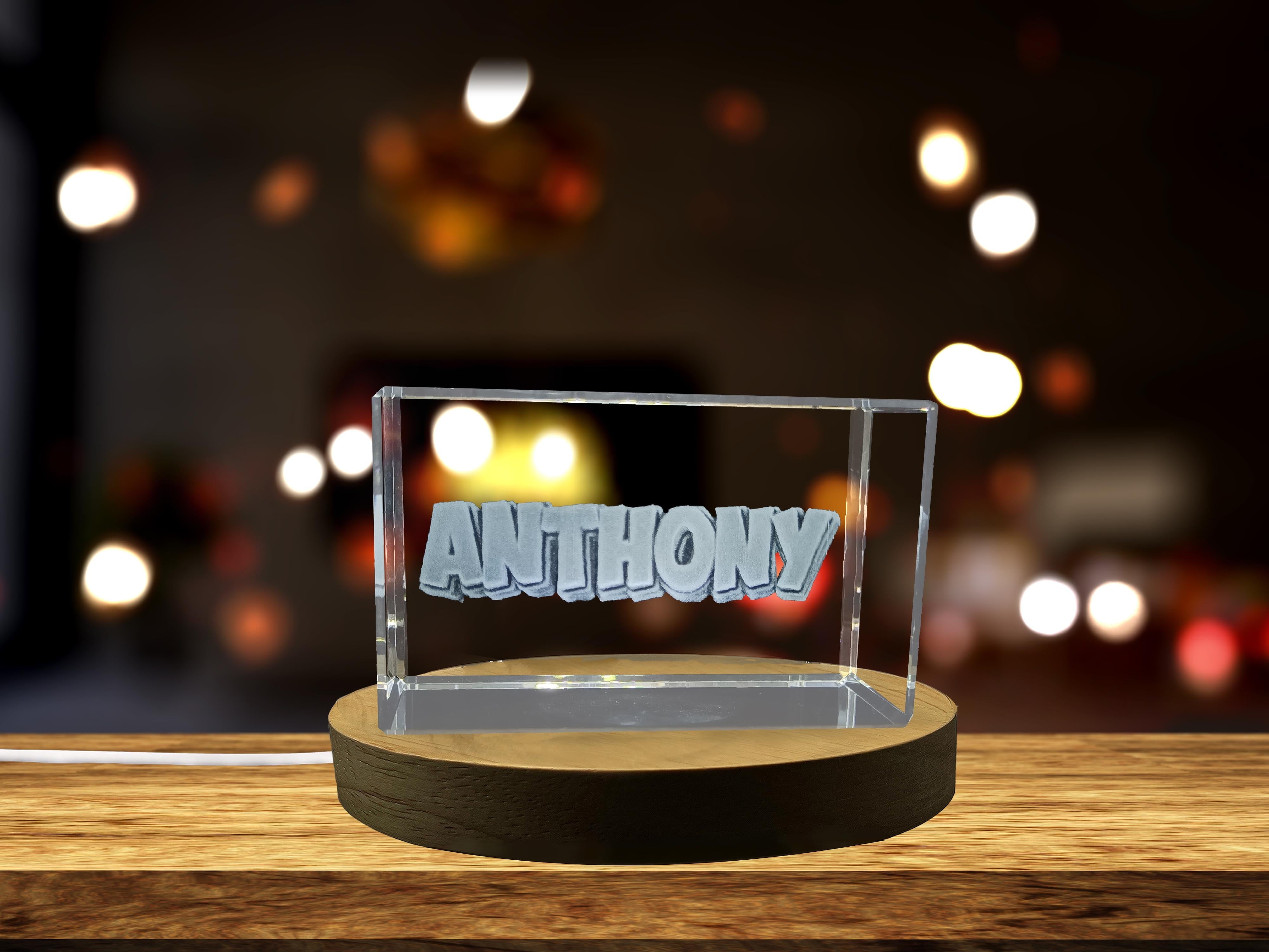Anthony| Names Art 3D Engraved Crystal - Walmart.com
