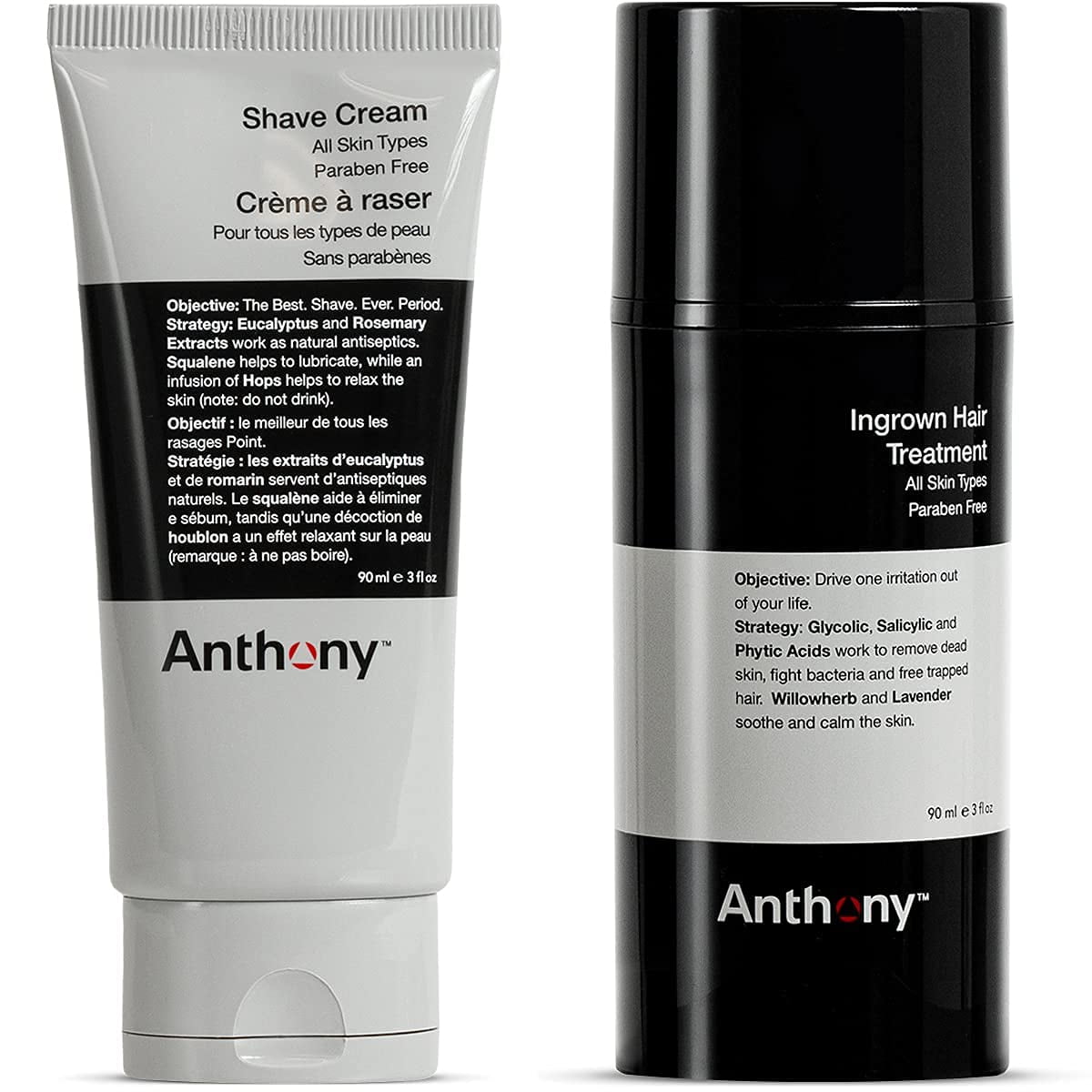 Anthony Shave Cream, 6 Fl Oz, and Anthony Ingrown Hair Treatment, 3 Fl ...