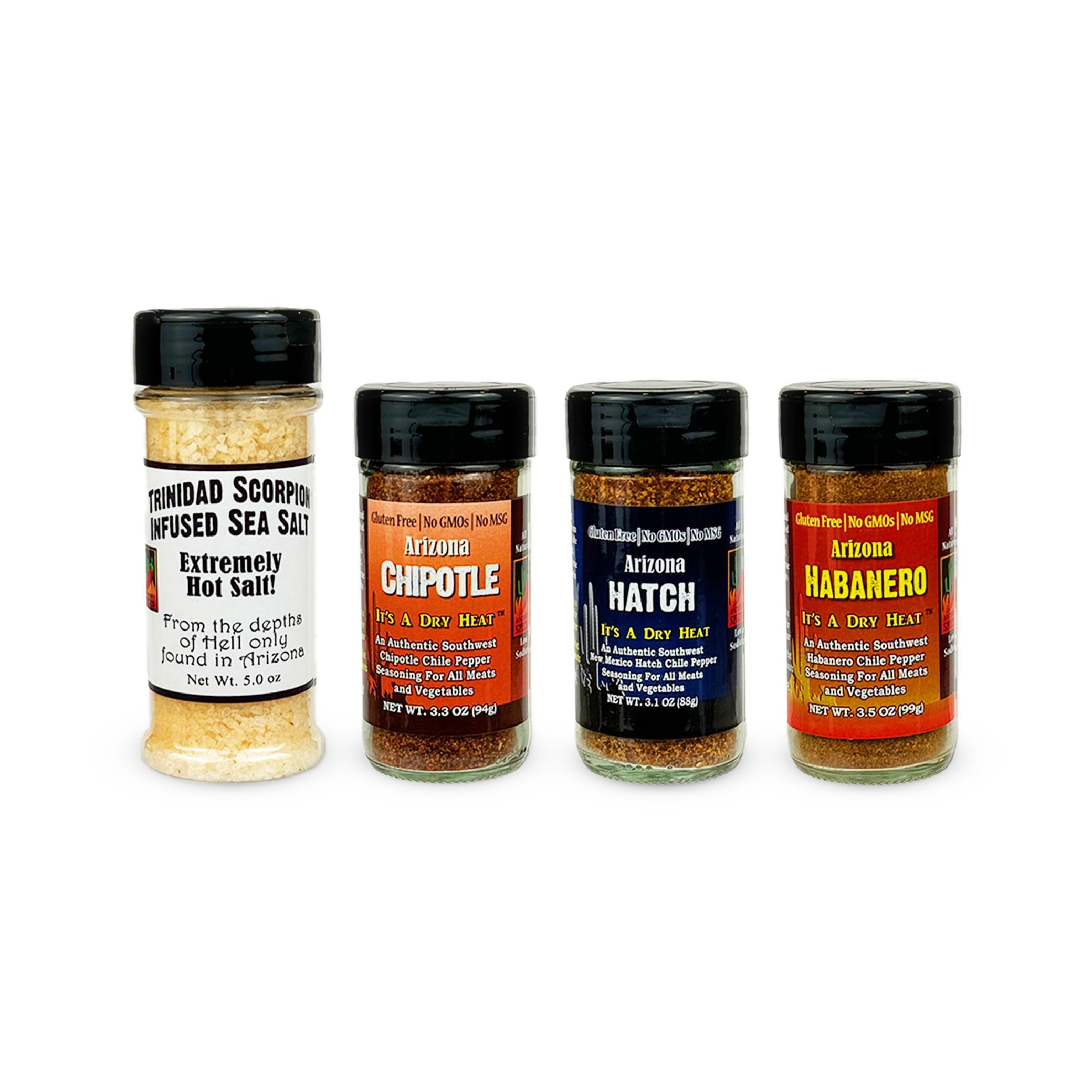 Anthony Spices - Hot SAF21 4-Pack. Includes Trinidad Scorpion Infused Sea Salt, Habanero, Hatch ...