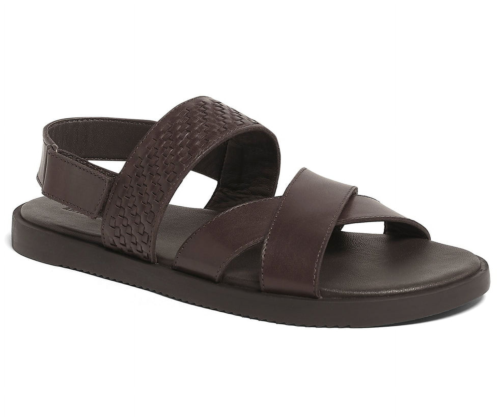 Anthony Veer Mens Mumbai Cross Strap Leather Comfort Sandal - Walmart.com