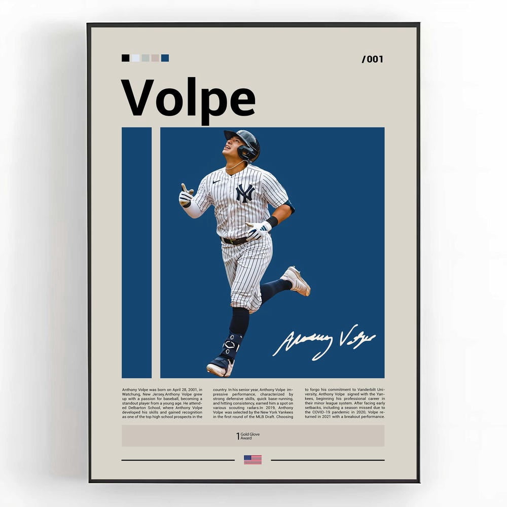 Anthony Volpe Poster, New York baseball team Print, Wall Art, Yankees ...