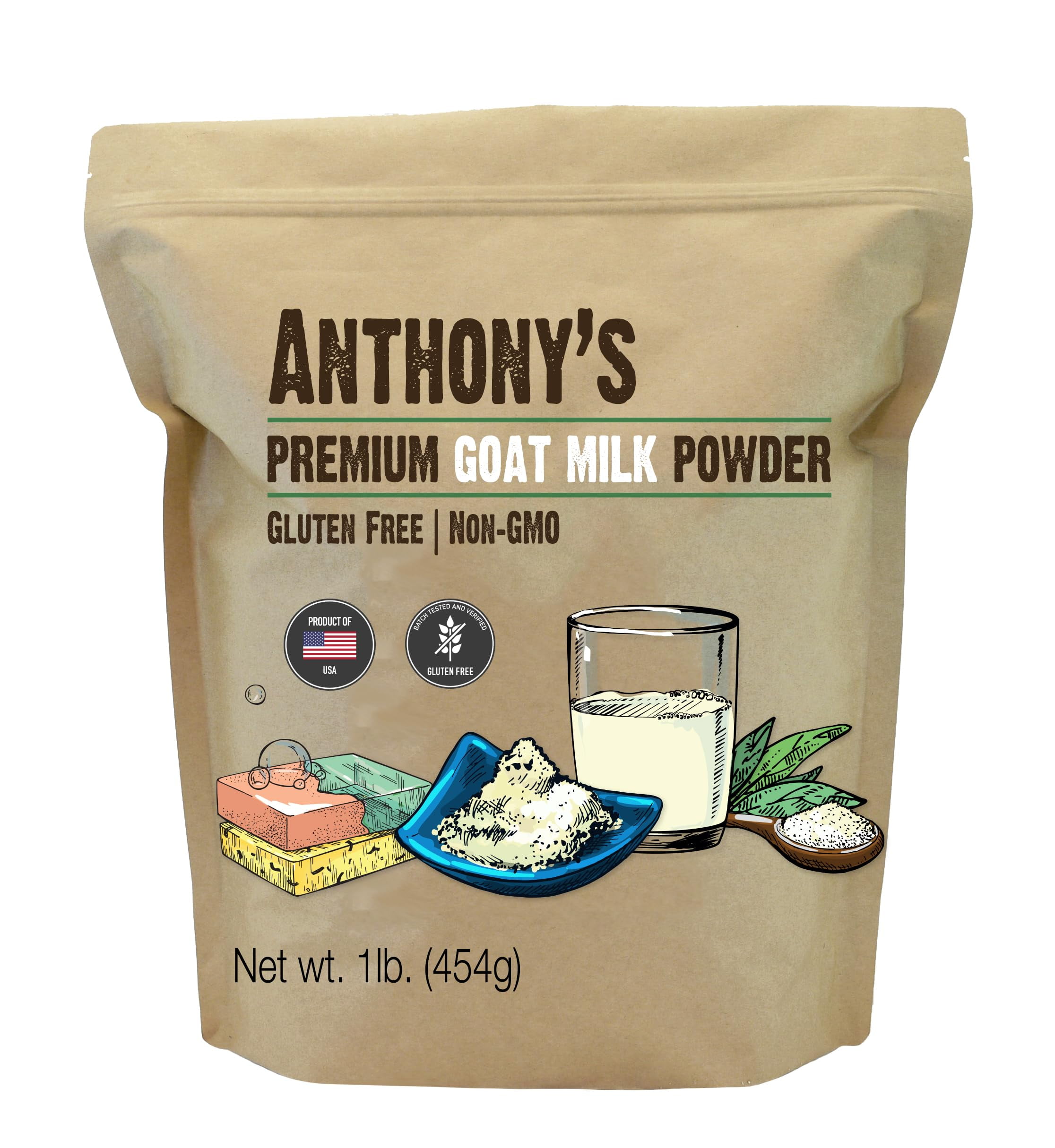 Anthony's Premium Goat Milk Powder, 1 lb, Gluten Free, Non GMO, No Additives - Walmart.com