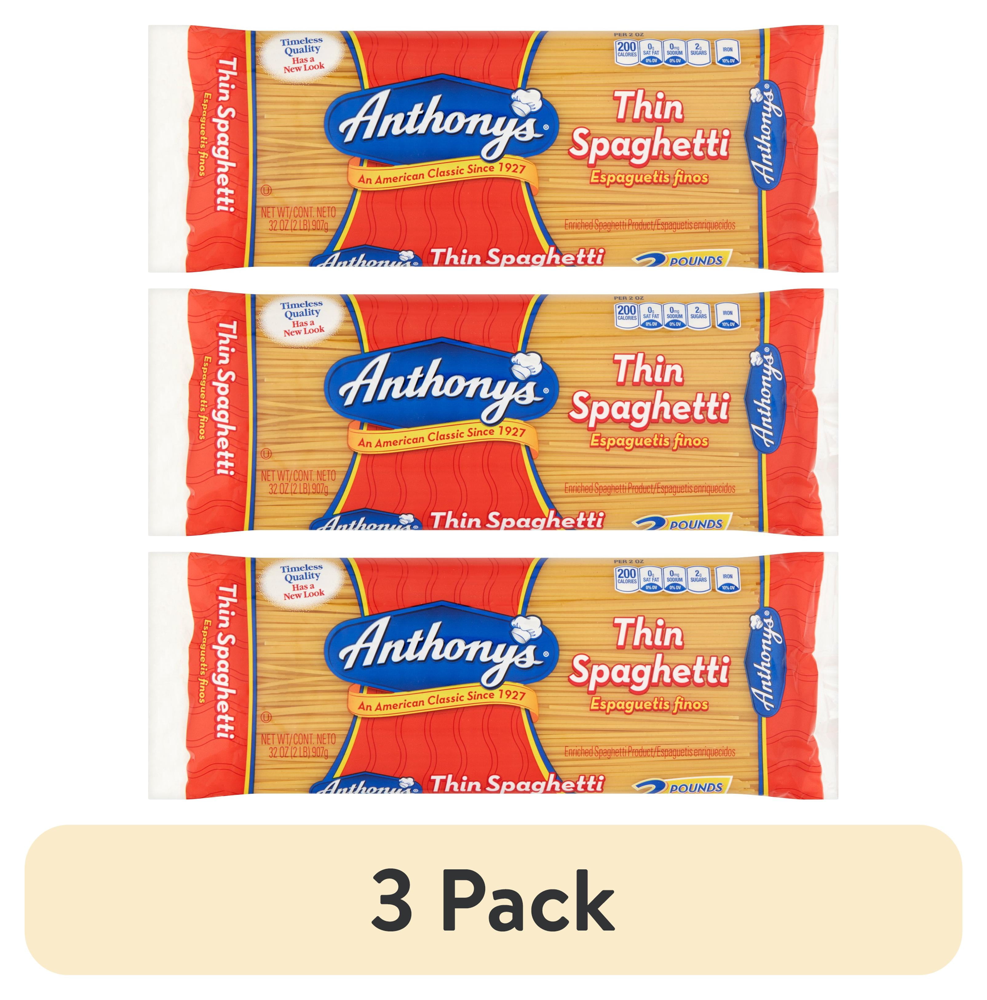 (3 pack) Anthony's Thin Spaghetti Pasta, 32 oz - Walmart.com