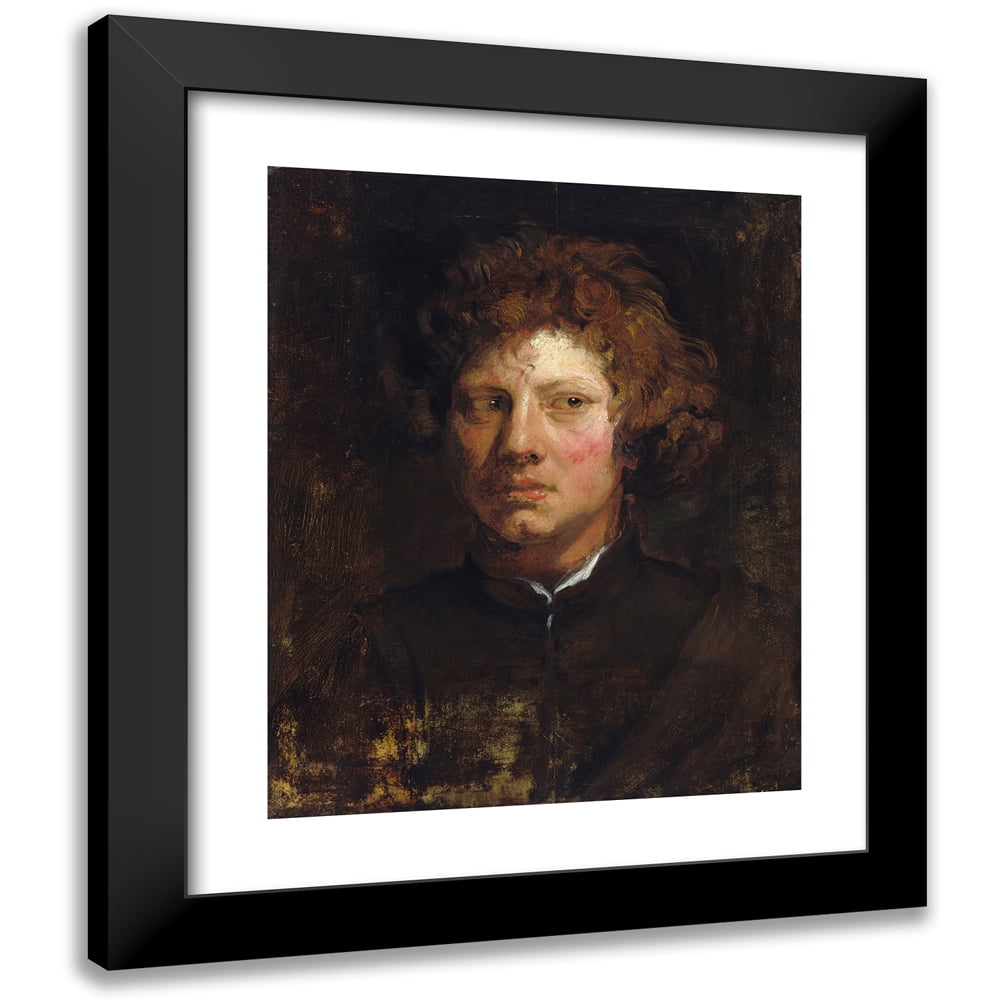 Anthony van Dyck 12x14 Black Modern Framed Museum Art Print Titled - Head of a Young Man (C ...