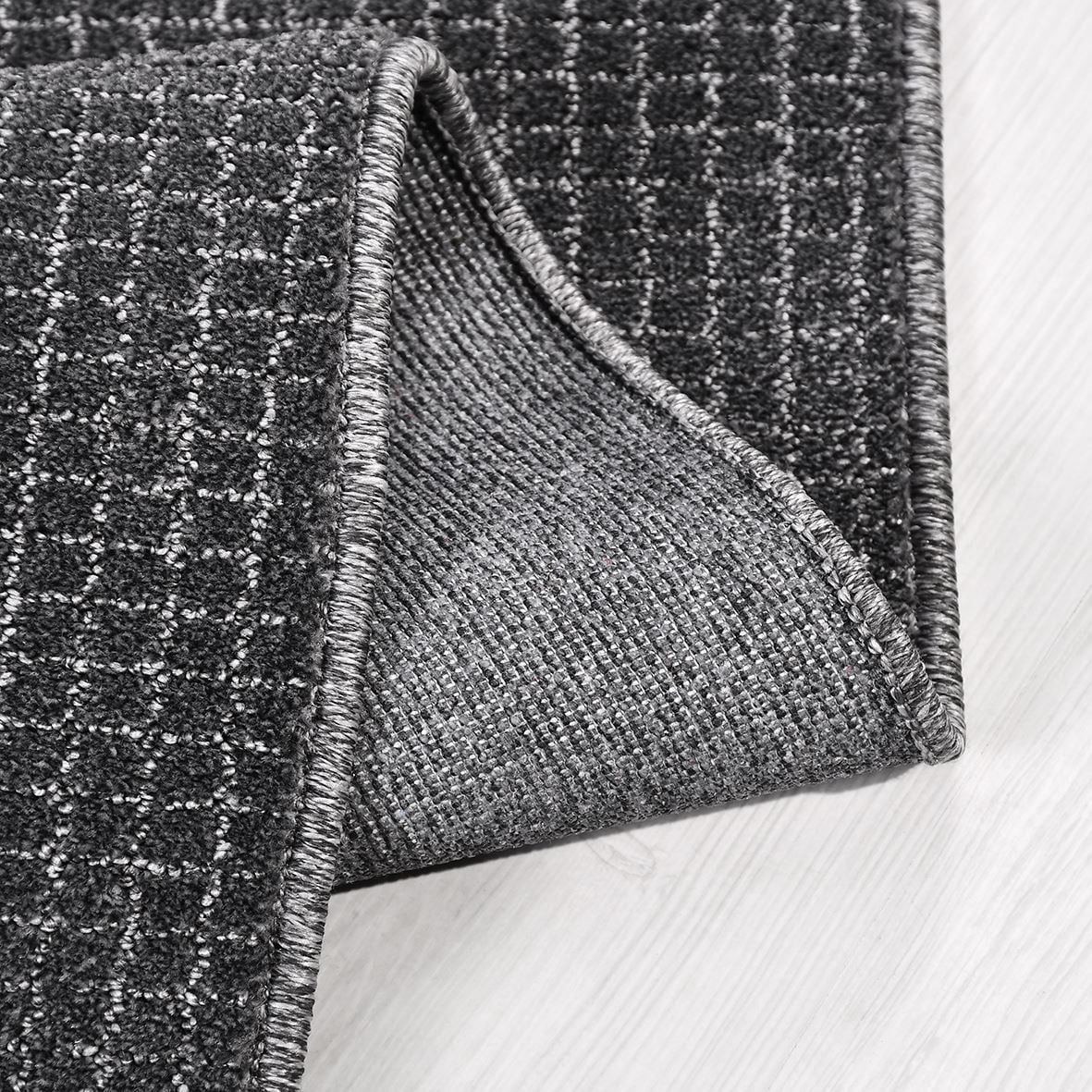 Anthracite Flat Pattern Polyester Area Rugs for Living Room Jacquard ...