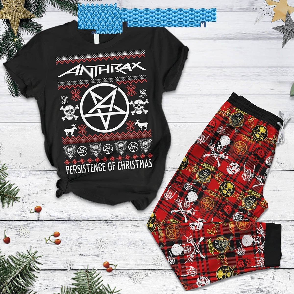 Anthrax Persistence Of Christmas Pajamas Set Short Sleeve Long Pant ...