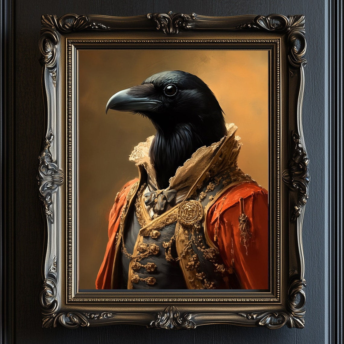 Anthropomorphic Raven Wall Art Print, Gothic Crow Poster, Dark Academia ...