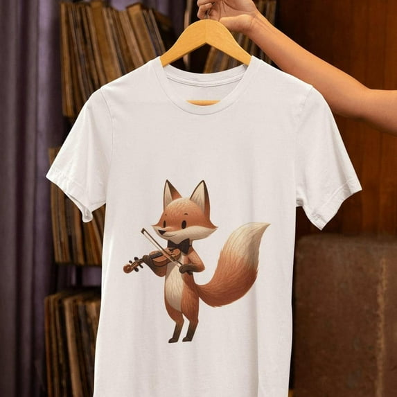 Anthropomorphic Violinist Fox T-Shirt Unisex Graphic Tee Top Music ...