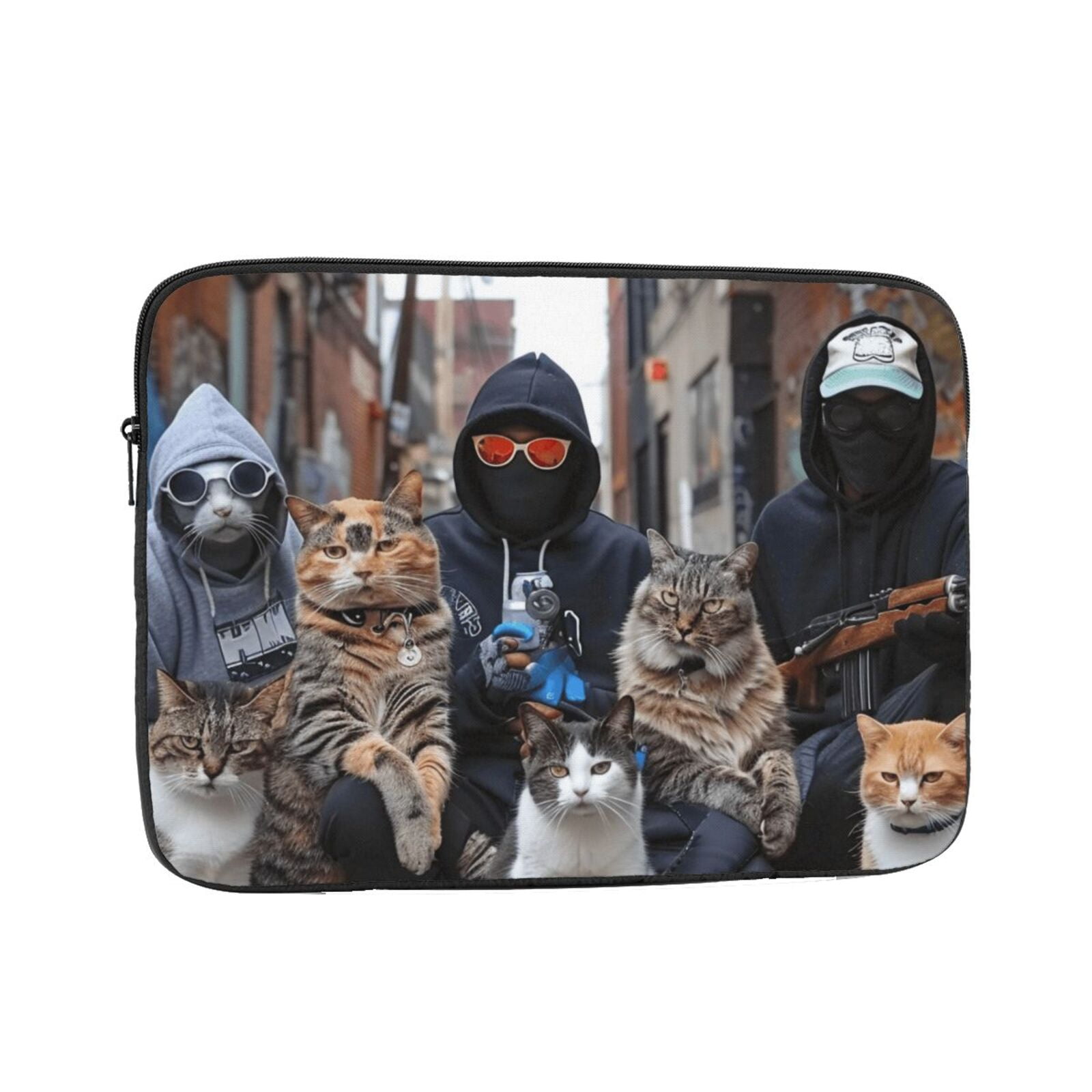 Anthropomorphic cat liner bag with pocket for laptops and laptops ...