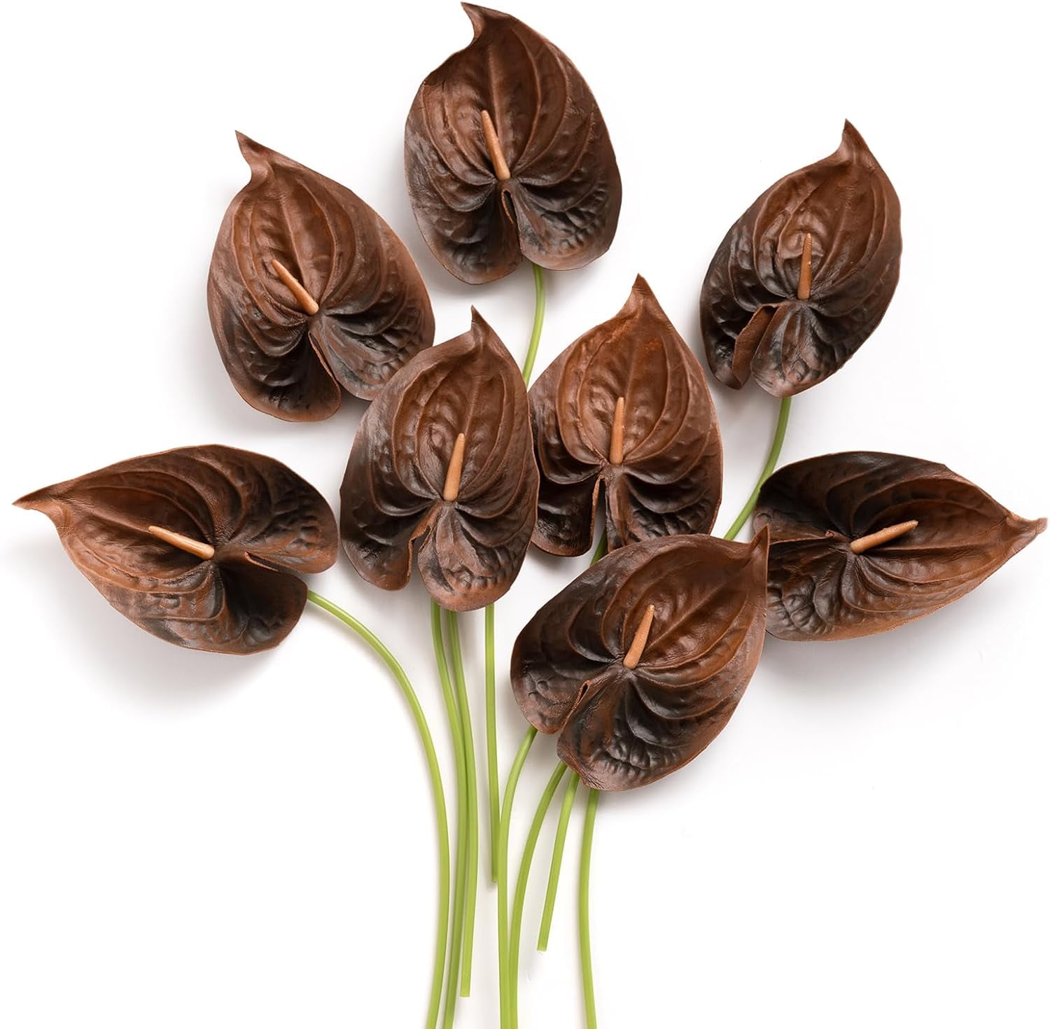 Anthurium Artificial Flowers, 8pcs Faux Anthurium Stems, PU Foam Greenery Plant for DIY Wedding ...