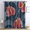 Anthurium Blackout Curtains for Bedroom Decor, Botanical Floral Grommet ...