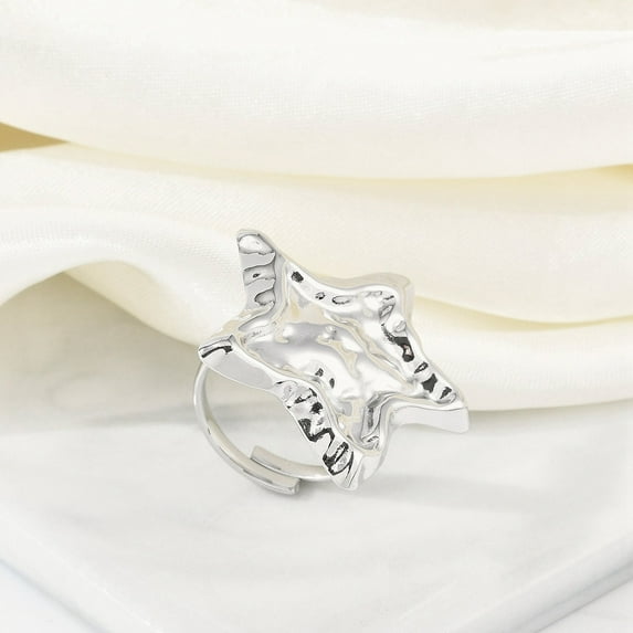 Anti-304 Stainless Steel Star Open Cuff Rings Statement Rings for Women ...