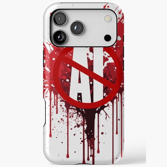 Anti AI Art Design Prohibition Symbol Blood Splatter for iPhone Case 17 ...