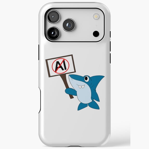 Anti AI Shark Cartoon Protest for iPhone Case 11 through 17 Pro Max ...