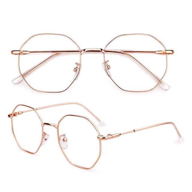 Anti-Blue Light Radiation Glasses Polygonal Metal Thin Full Frame Flat ...