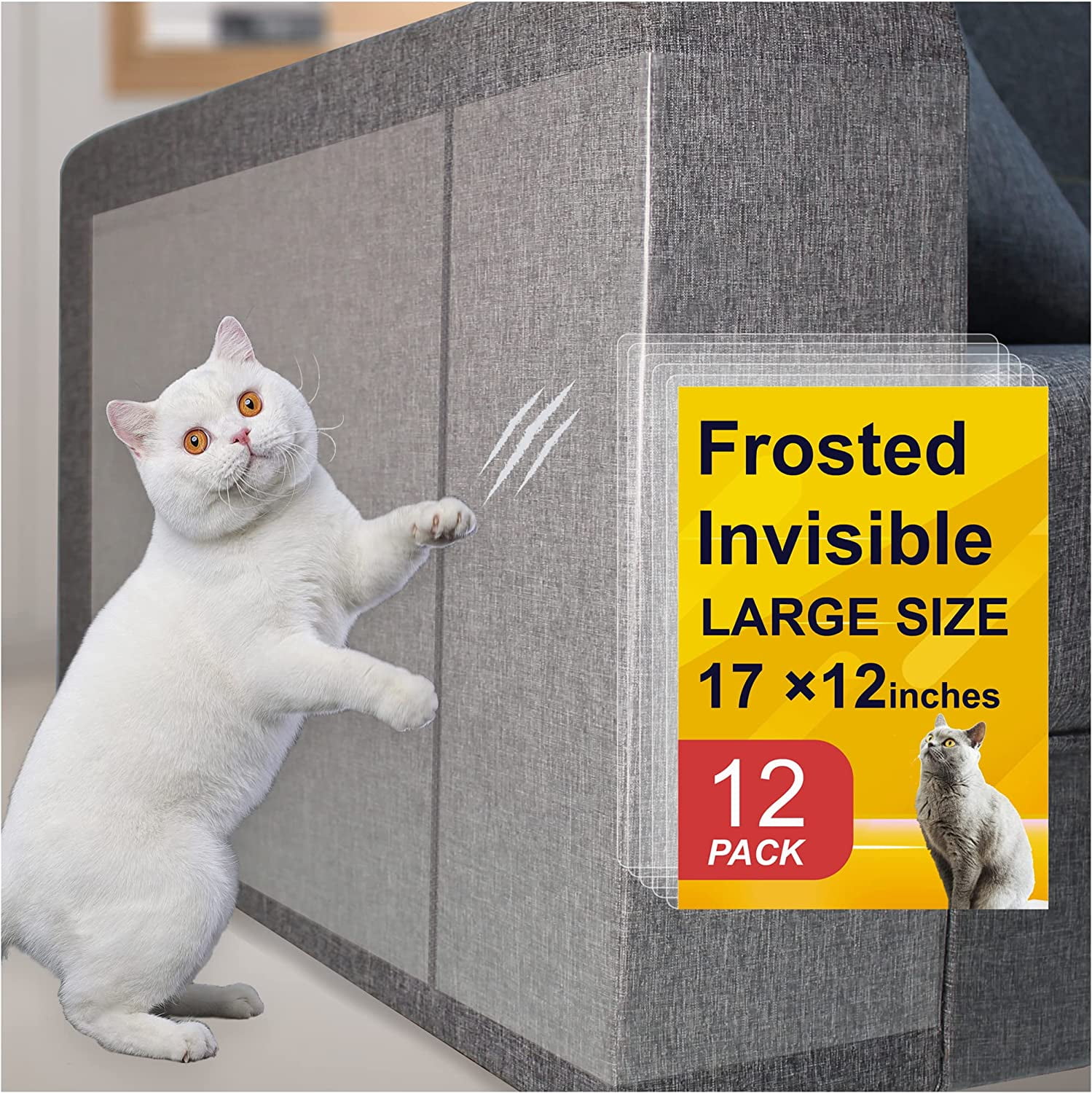 Anti-Cat Scratch Furniture Protector from Cats scratching-12-Pack Clear ...