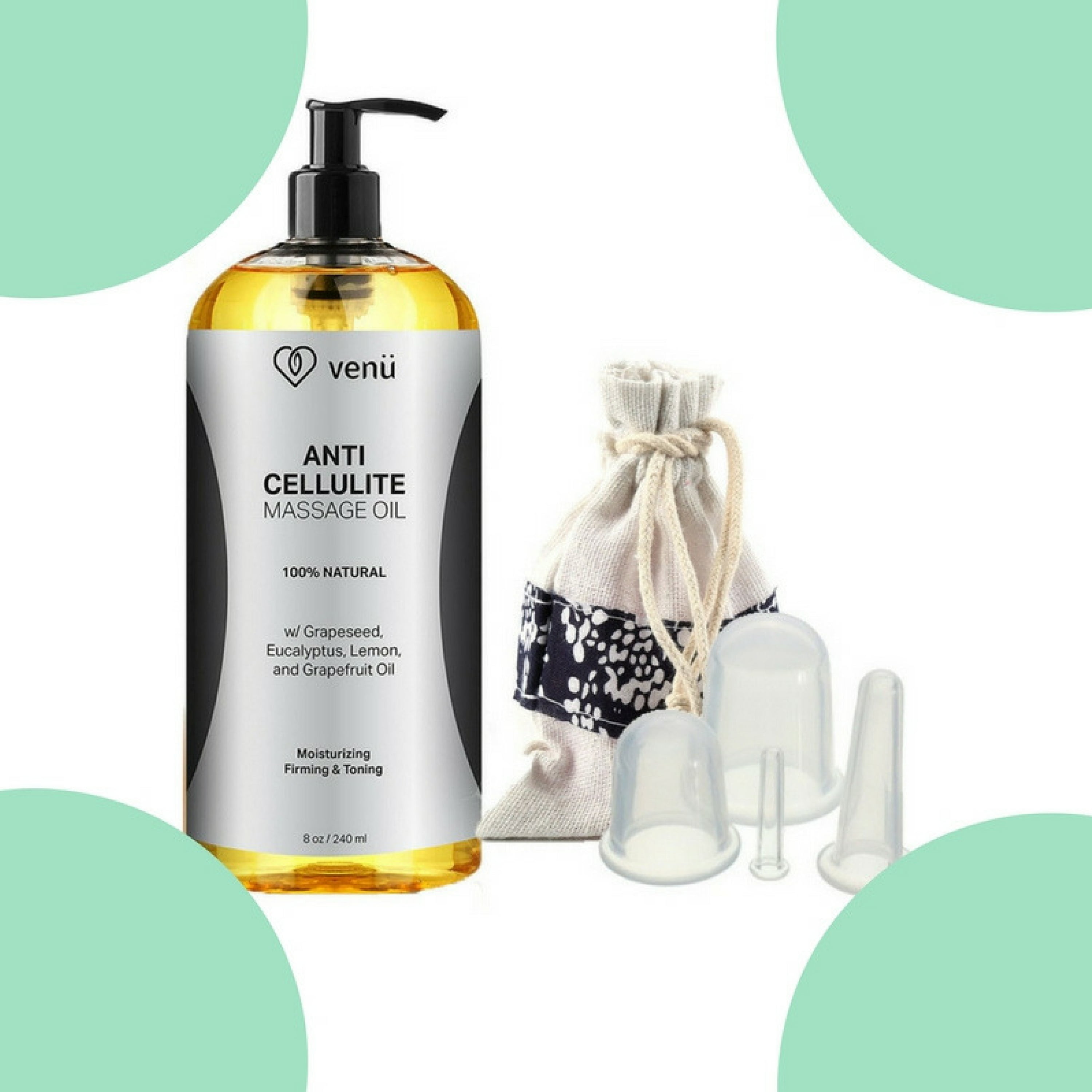 Anti Cellulite Massage Oil And 4 Sizes Vacuum Silicone Massage Cupping