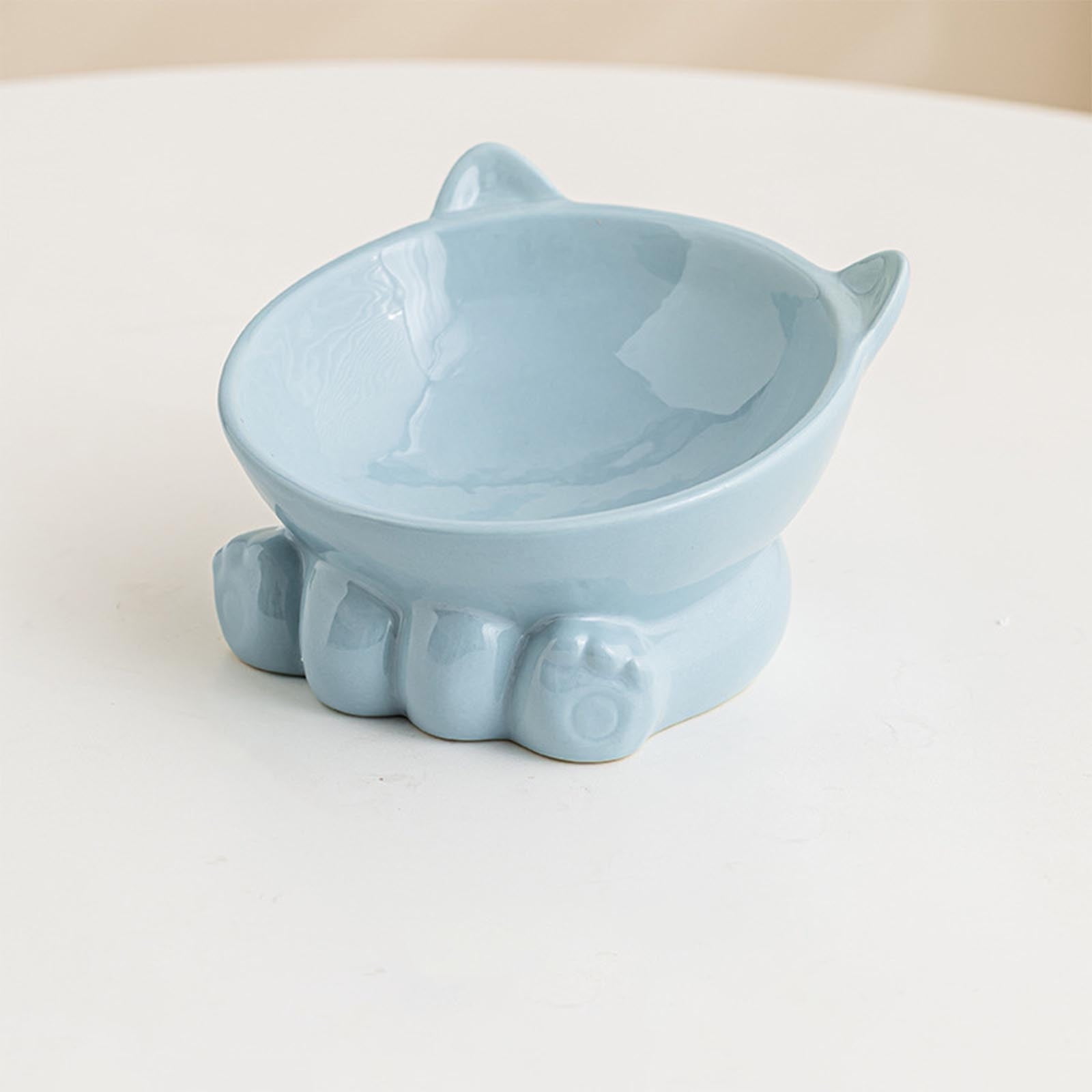 Anti-Choking Cat Bowl with Sloped Design - Black Chin Prevention ...