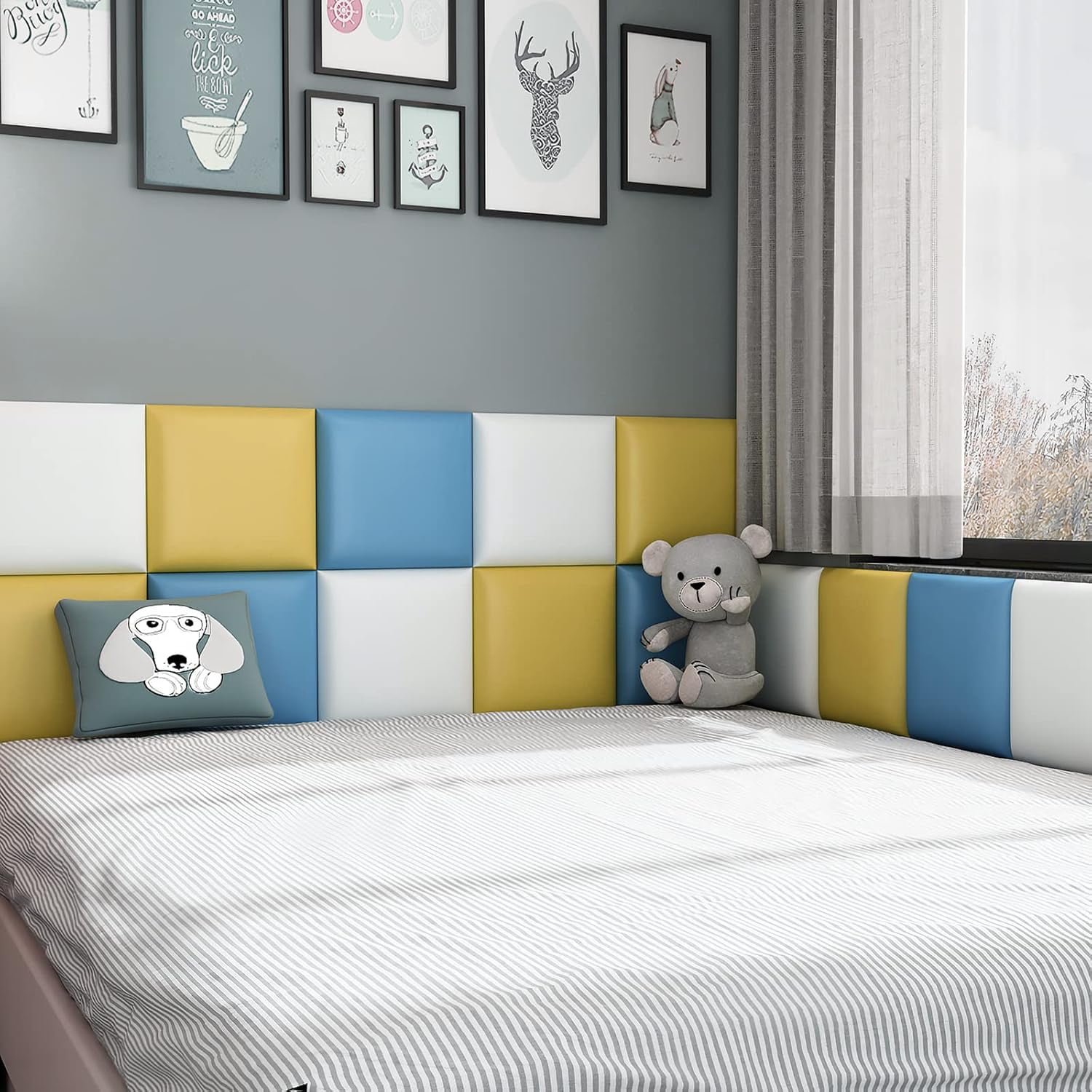 Anti-Collision Wall Padding for Kids, 11.8 X 11.8 Upholstered Wall ...