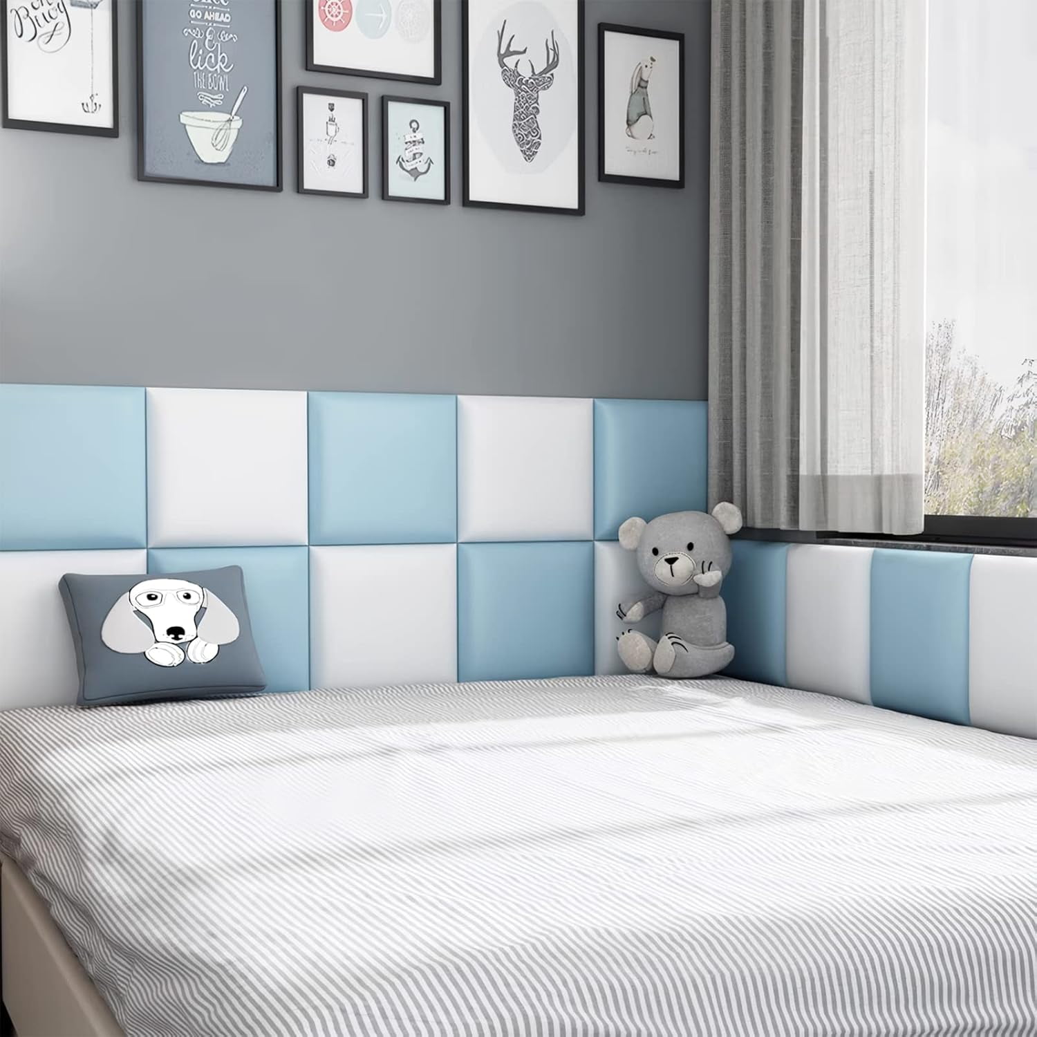 Anti-Collision Wall Padding for Kids, 11.8 X 11.8 Upholstered Wall ...