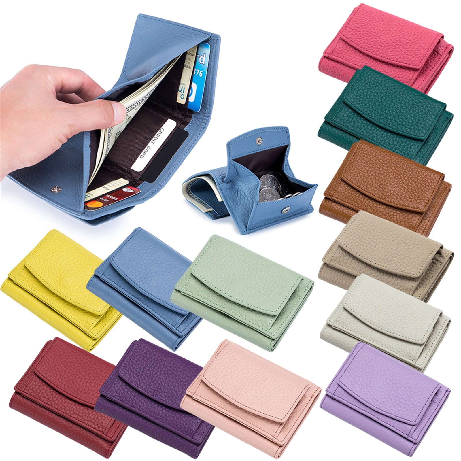 Anti-Credit Card Fraud Folding Mini wallet, Leather RFID Blocking Card ...