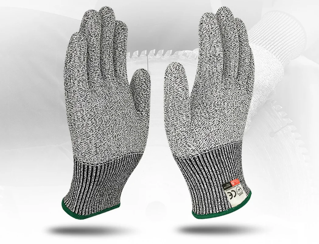 Anti Cut Gloves Hot Selling Gray Black HPPE Anti Cut Level 5 Safety Work Gloves Anti Cut Gloves ...