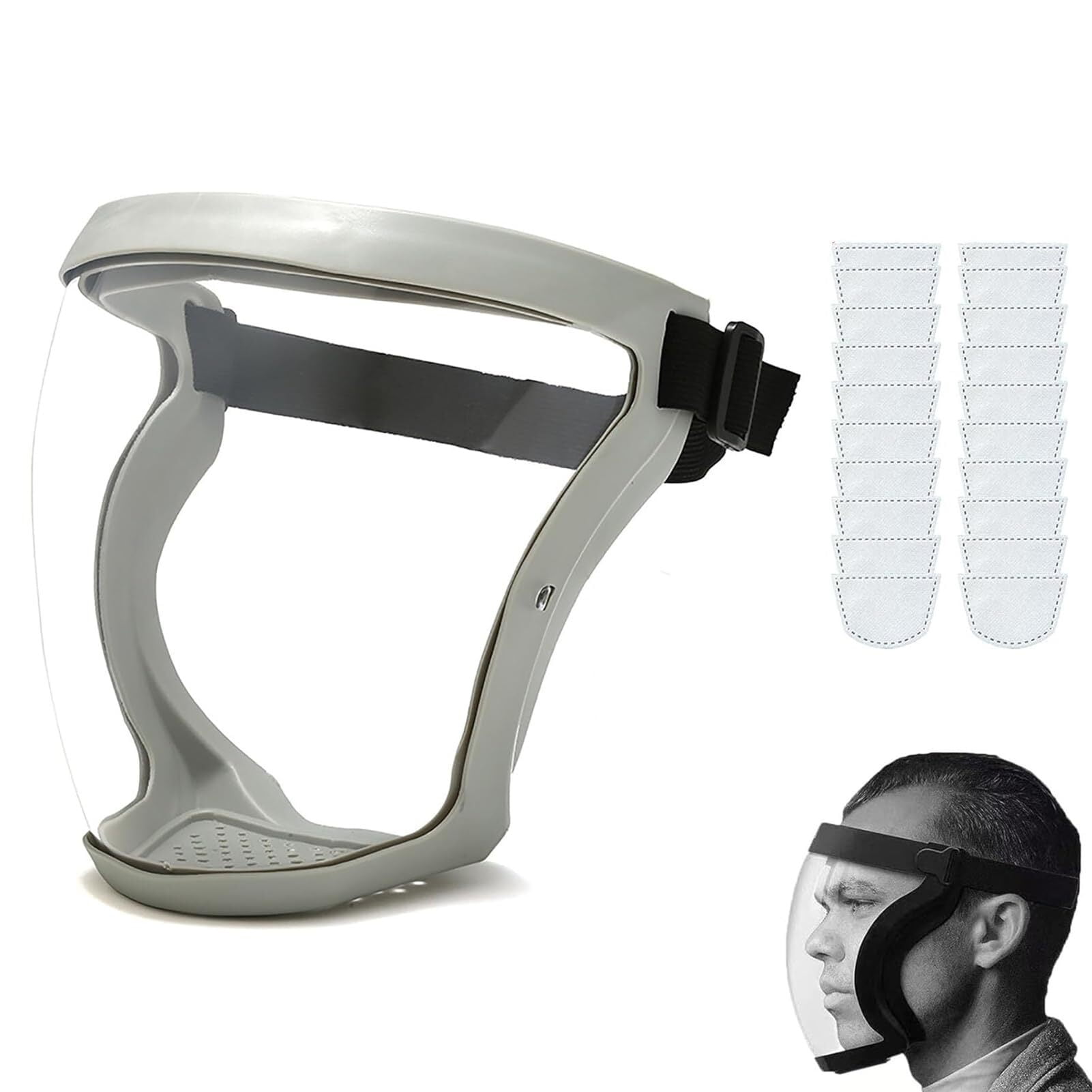 Anti-Dust & Fog-Free Face Shield with Adjustable Band, Reusable ...