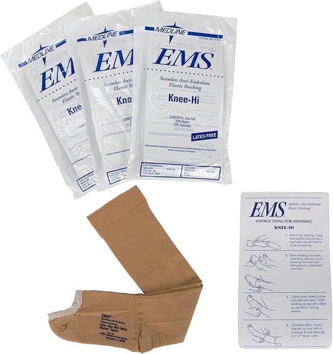 Anti-Embolism Compression Stockings, 3 Pairs, Regular Leg Length ...