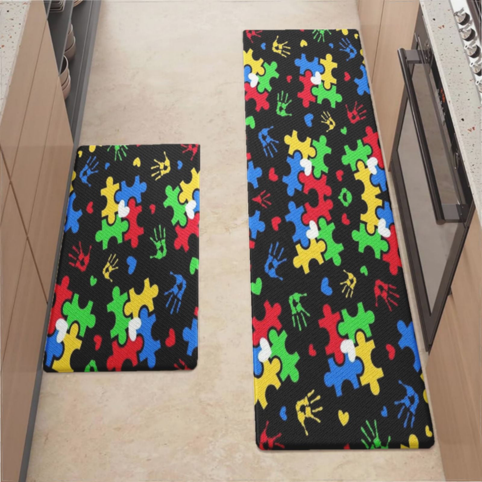 Anti Fatigue Cushioned Kitchen Mats For Floor, Waterproof Non Slip Comfort Mat, Autism Theme ...