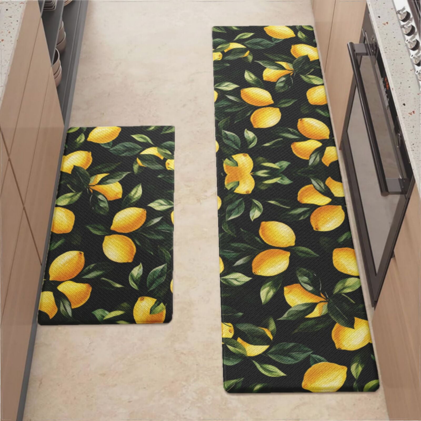 Anti Fatigue Cushioned Kitchen Mats For Floor, Waterproof Non Slip Comfort Mat, Lemon And Leaf ...