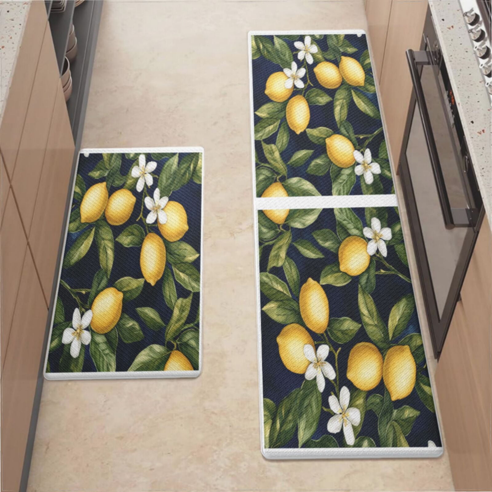 Anti Fatigue Cushioned Kitchen Mats For Floor, Waterproof Non Slip Comfort Mat, Lemons And ...