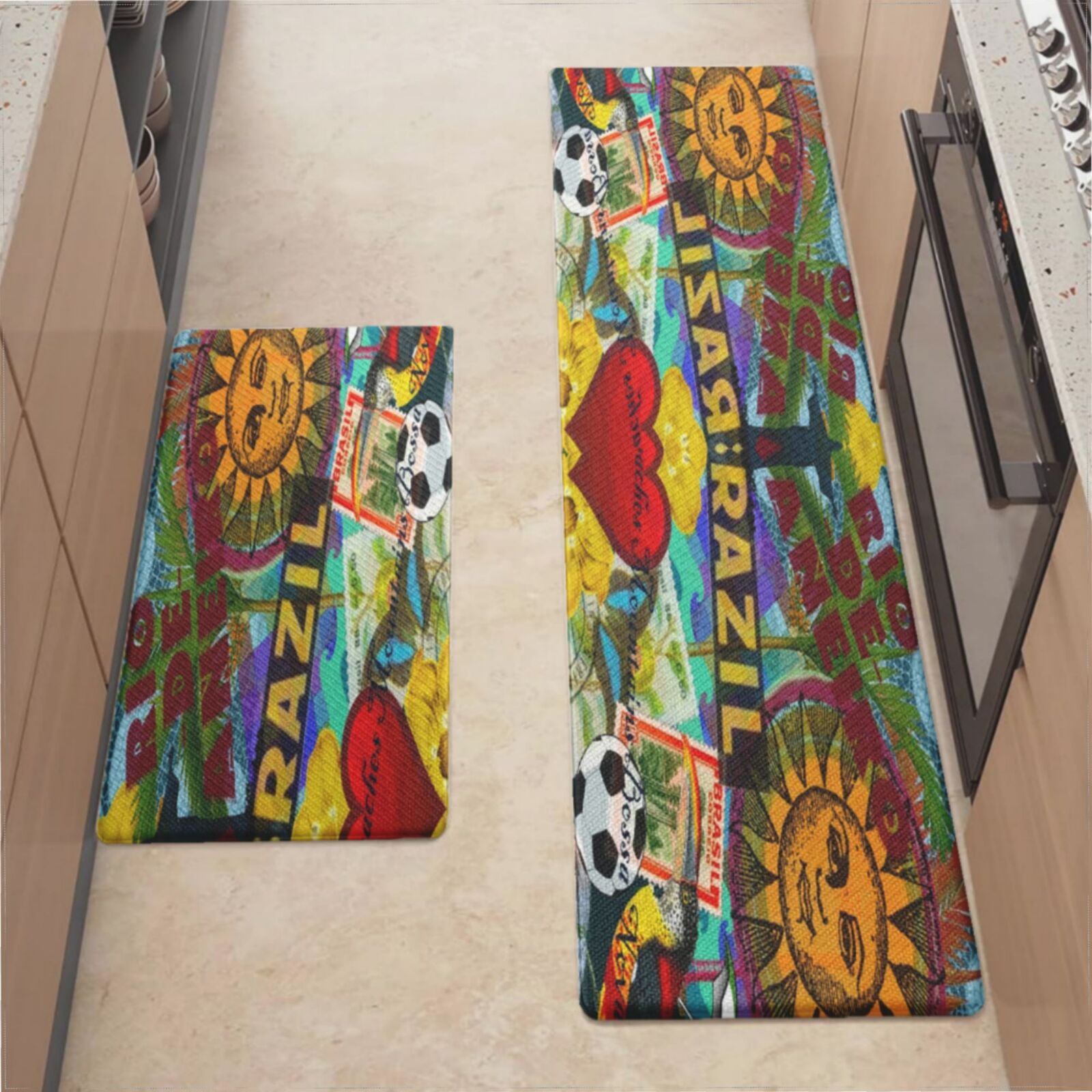 Anti Fatigue Cushioned Kitchen Mats For Floor, Waterproof Non Slip Comfort Mat, Rio De Janeiro ...