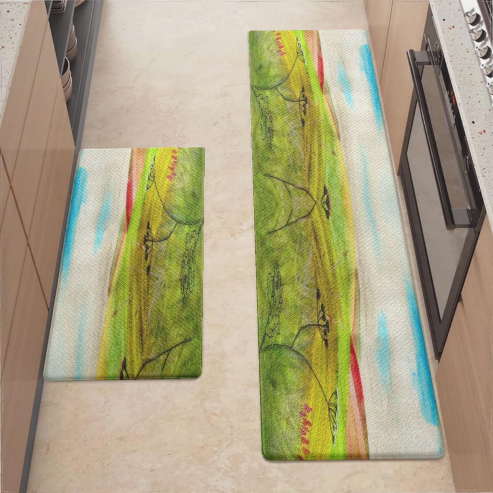 Anti Fatigue Cushioned Kitchen Mats For Floor, Waterproof Non Slip Comfort Mat, Beautiful Hills ...