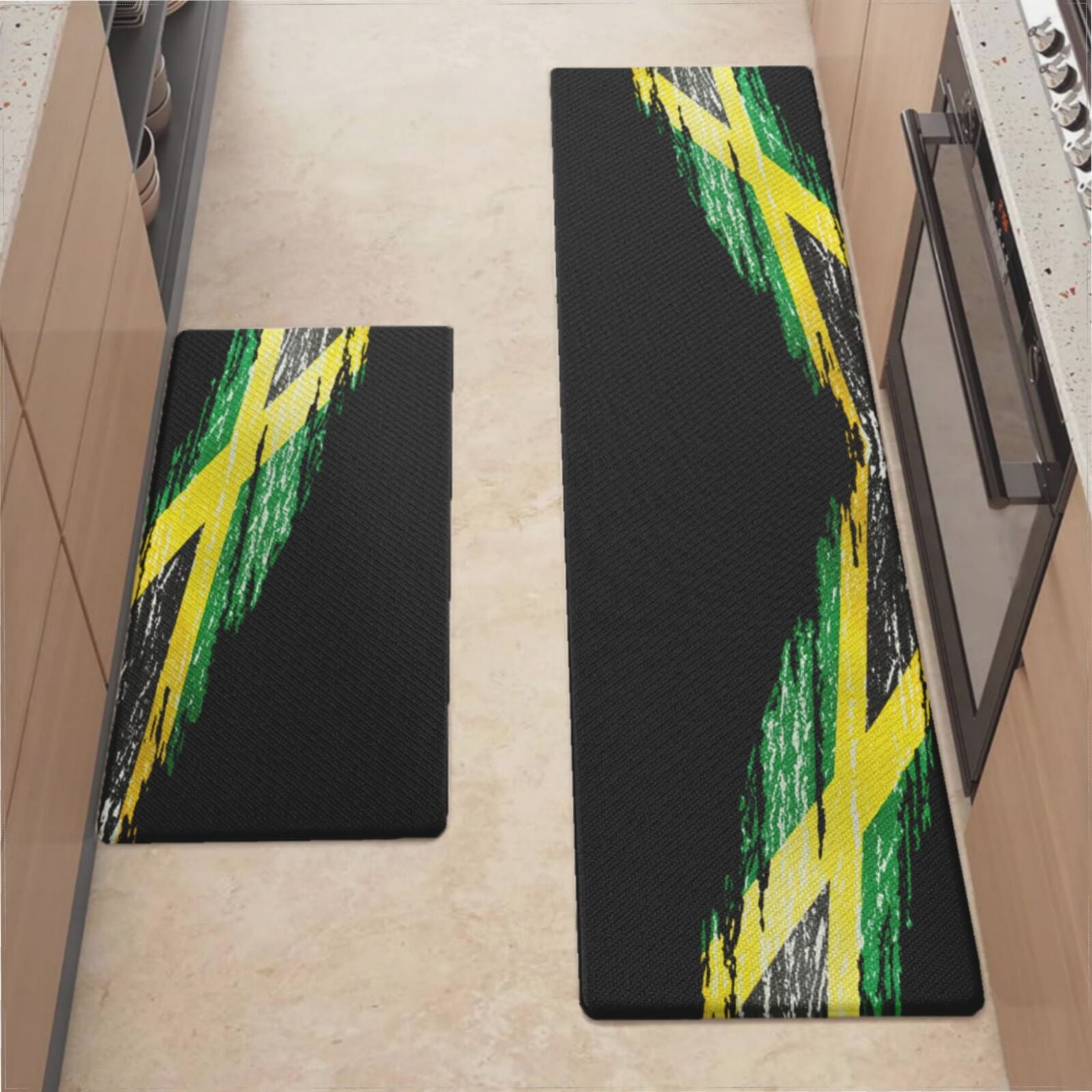 Anti Fatigue Cushioned Kitchen Mats For Floor, Waterproof Non Slip Comfort Mat, Jamaica Flag ...