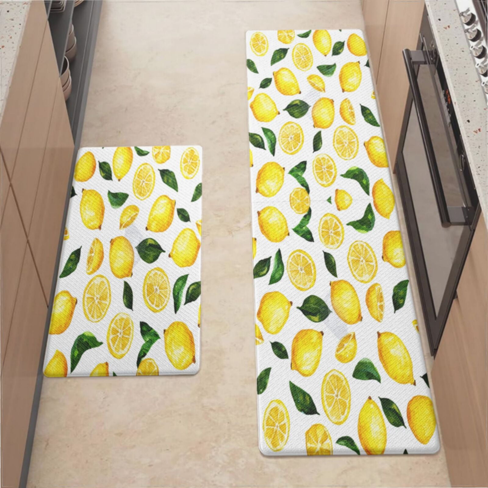 Anti Fatigue Cushioned Kitchen Mats For Floor, Waterproof Non Slip Comfort Mat, Lemon And Leaf ...