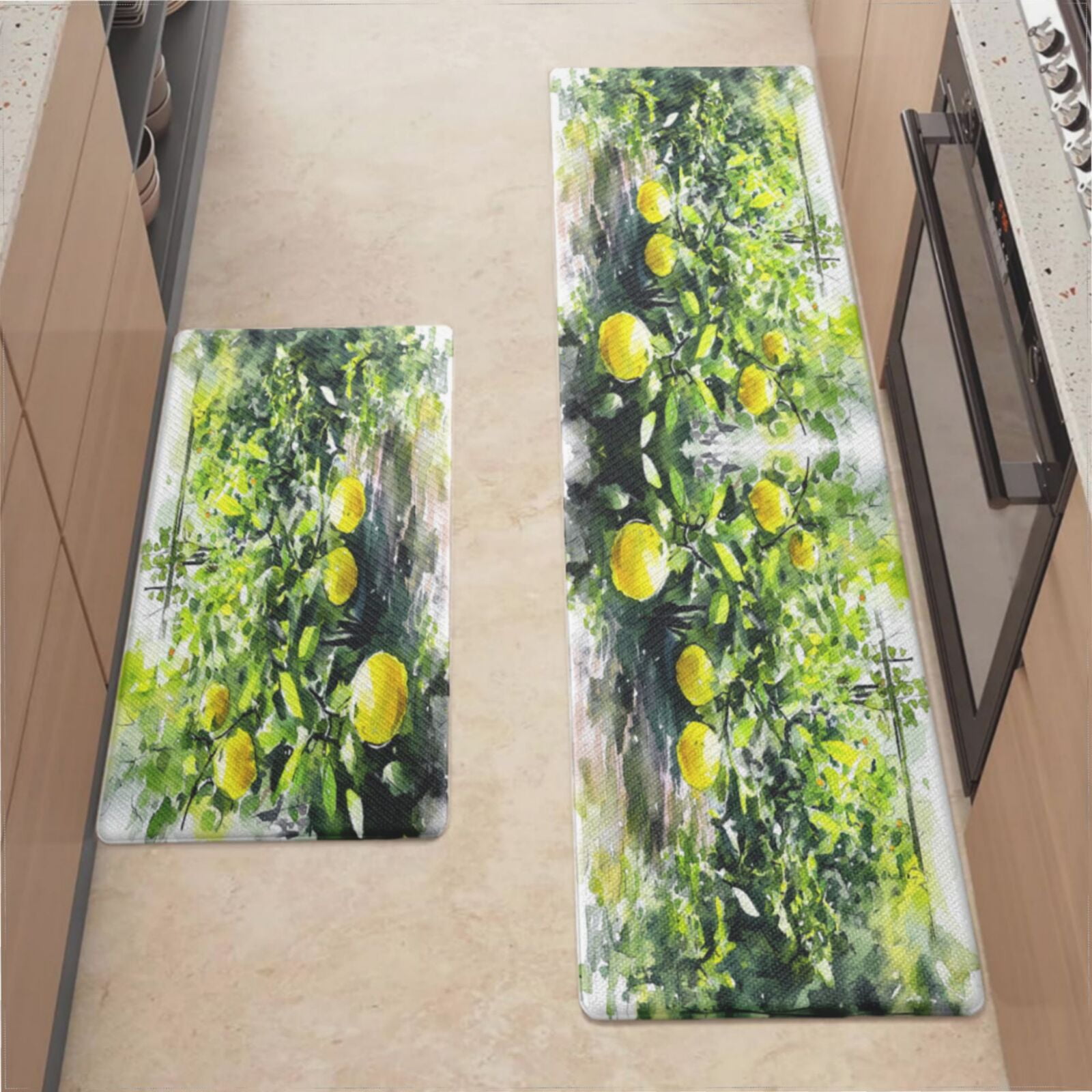 Anti Fatigue Cushioned Kitchen Mats For Floor, Waterproof Non Slip Comfort Mat, Lemon Tree ...