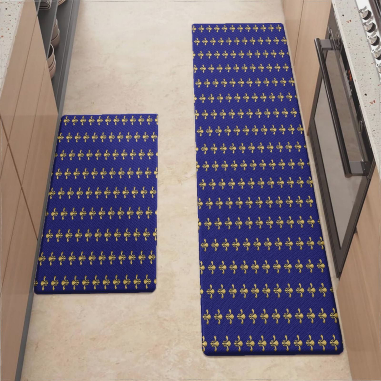 Anti Fatigue Cushioned Kitchen Mats For Floor, Waterproof Non Slip Comfort Mat, Royal Fleur De ...