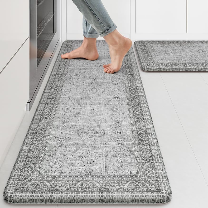 Anti Fatigue Kitchen Mat 2PCS,Waterproof Farmhouse Kitchen Rugs Non ...