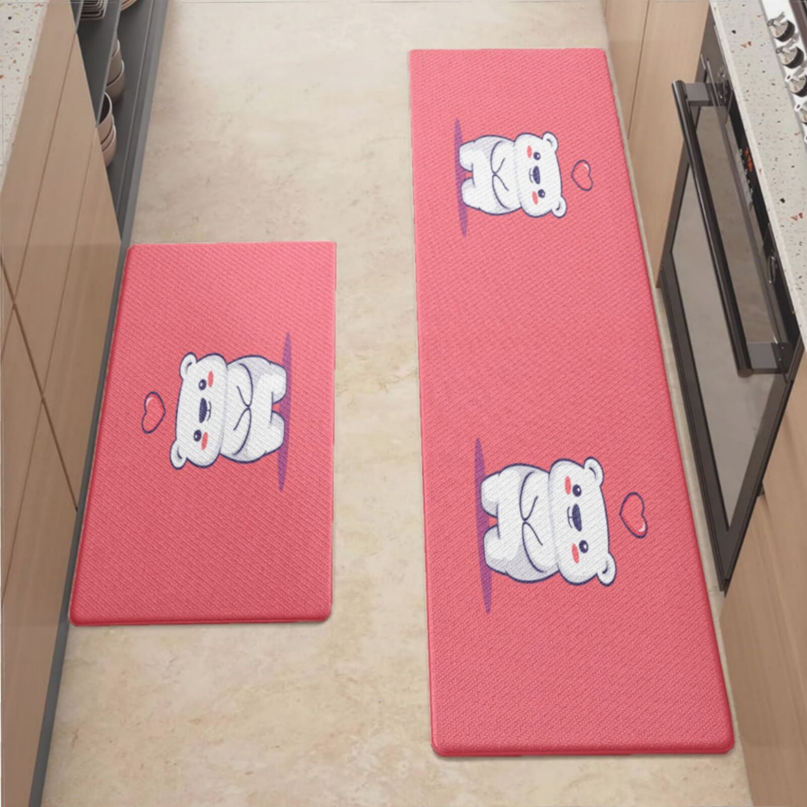 Anti Fatigue Kitchen Mat, Bear Heart Sets of 2 Kitchen Rugs Non Slip ...