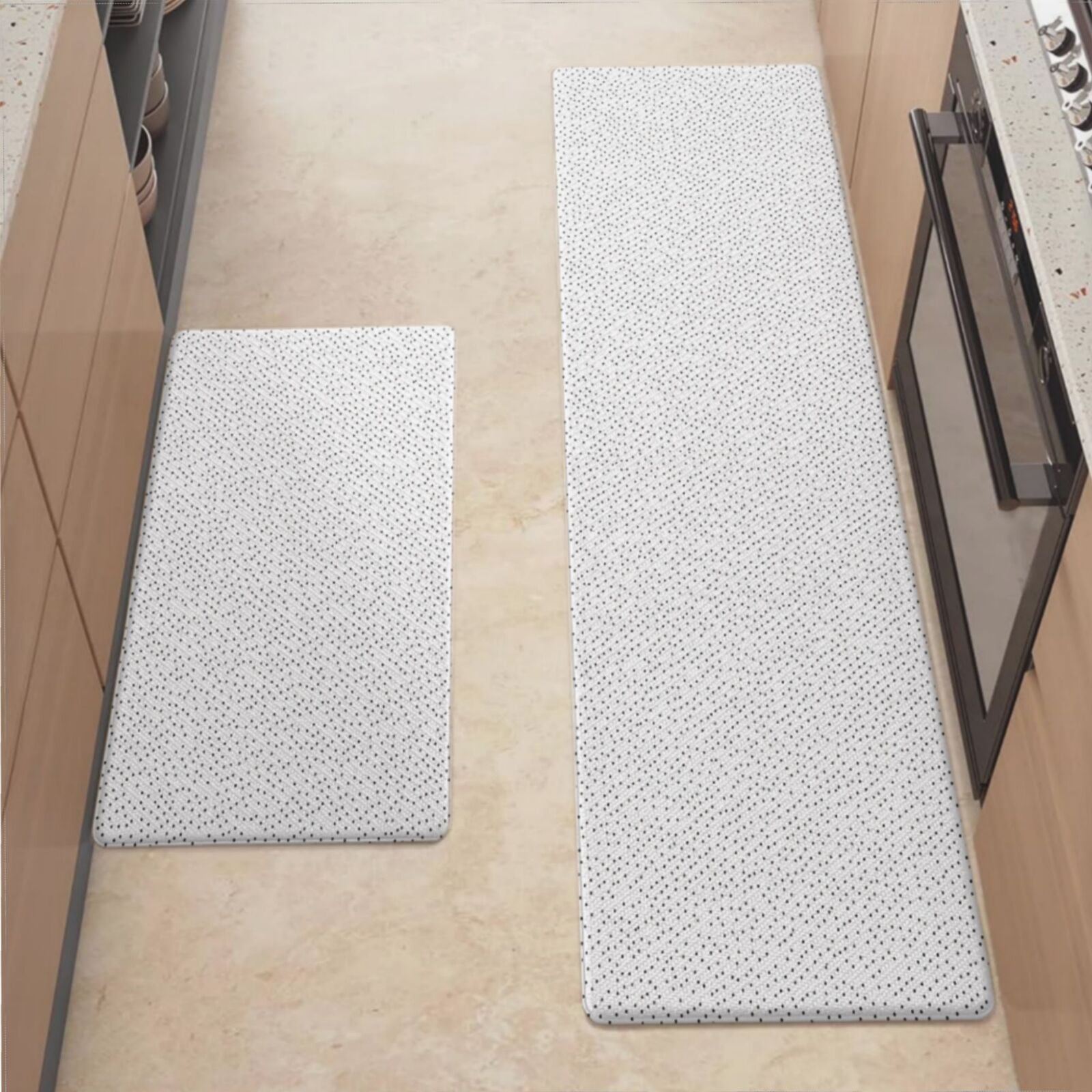 Anti Fatigue Kitchen Mat, Black And White Dotted Pattern Kitchen Rugs ...