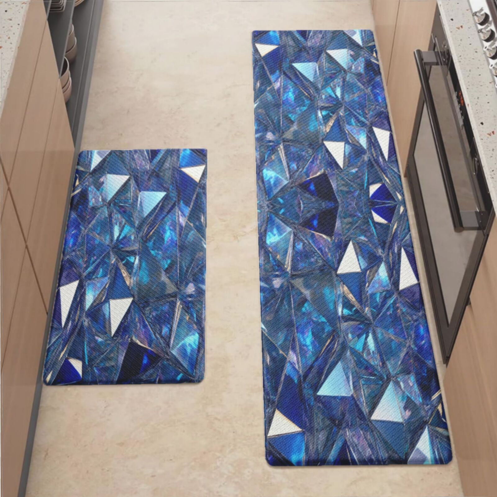 Anti Fatigue Kitchen Mat, Blue Metallic Kitchen Rugs Non Slip ...
