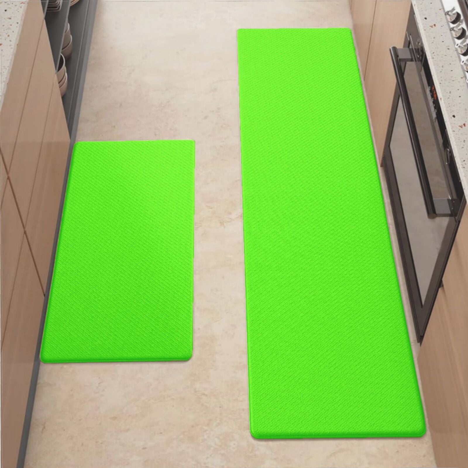 Anti Fatigue Kitchen Mat, Bright Green Sets of 2 Kitchen Rugs Non Slip ...