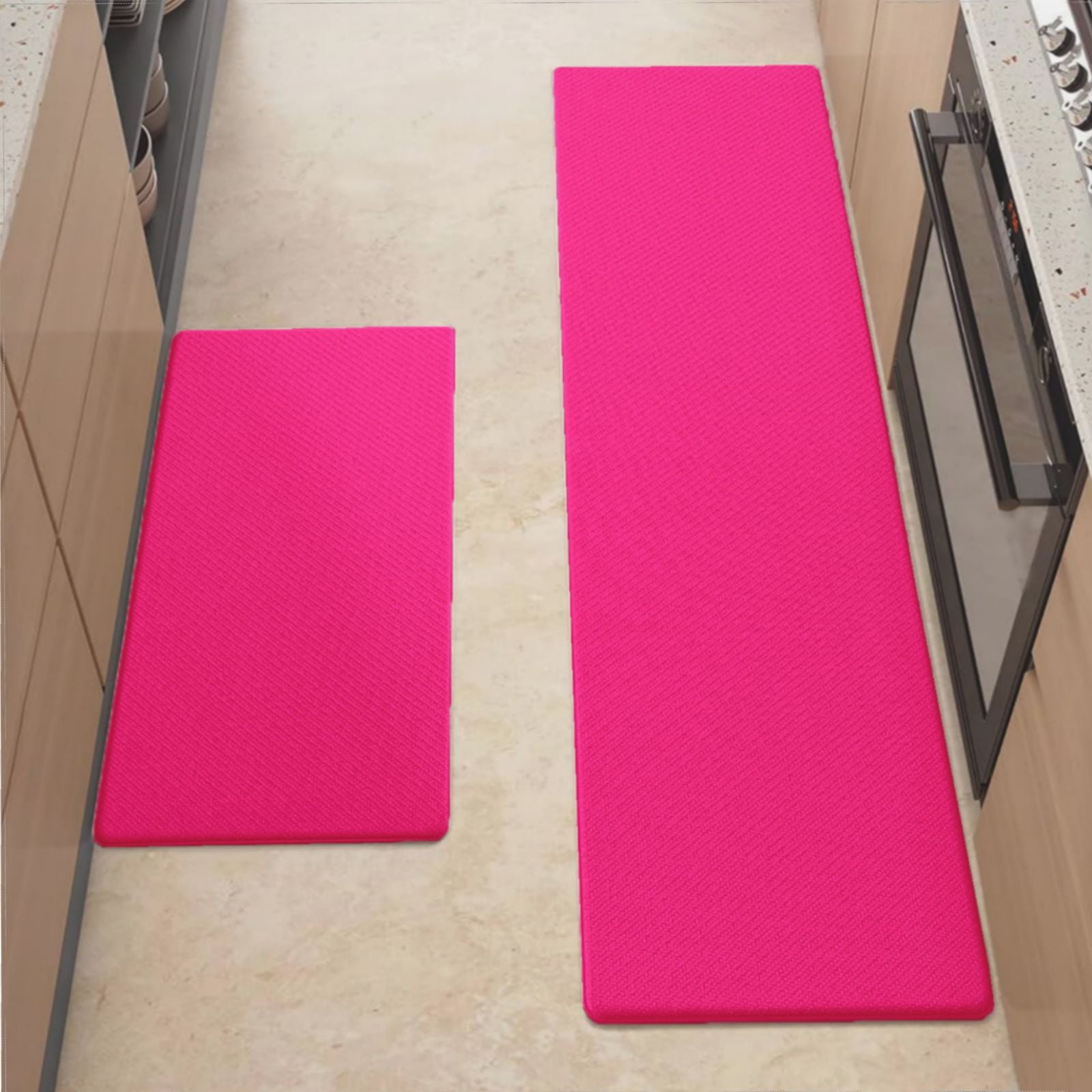 Anti Fatigue Kitchen Mat, Bright Pink Kitchen Rugs Non Slip, Cushioned ...