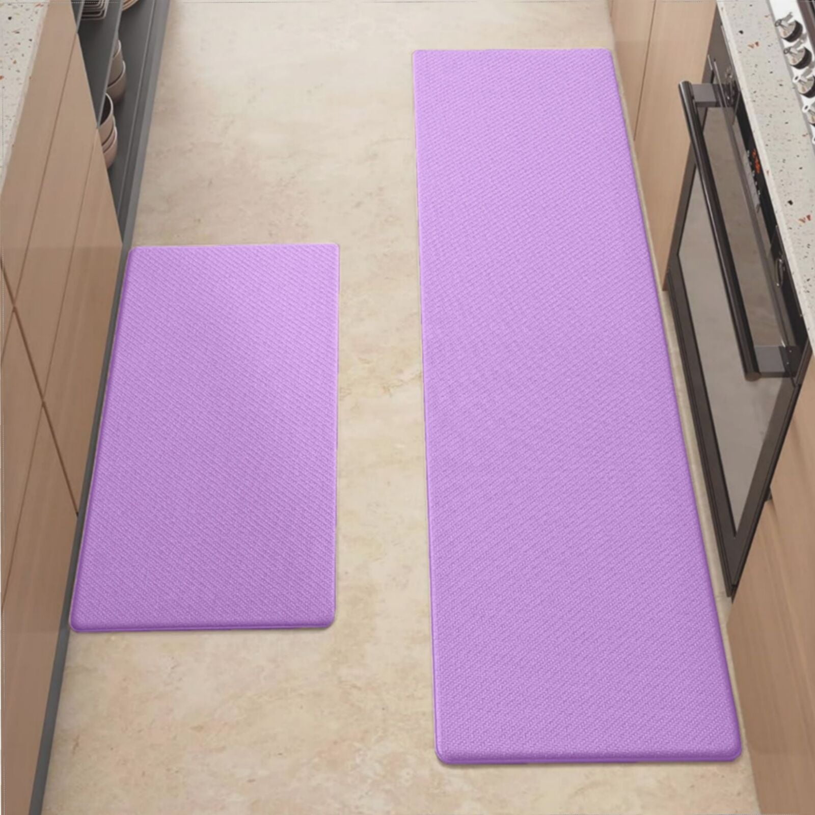 Anti Fatigue Kitchen Mat, Bright Ube Purple Kitchen Rugs Non Slip ...