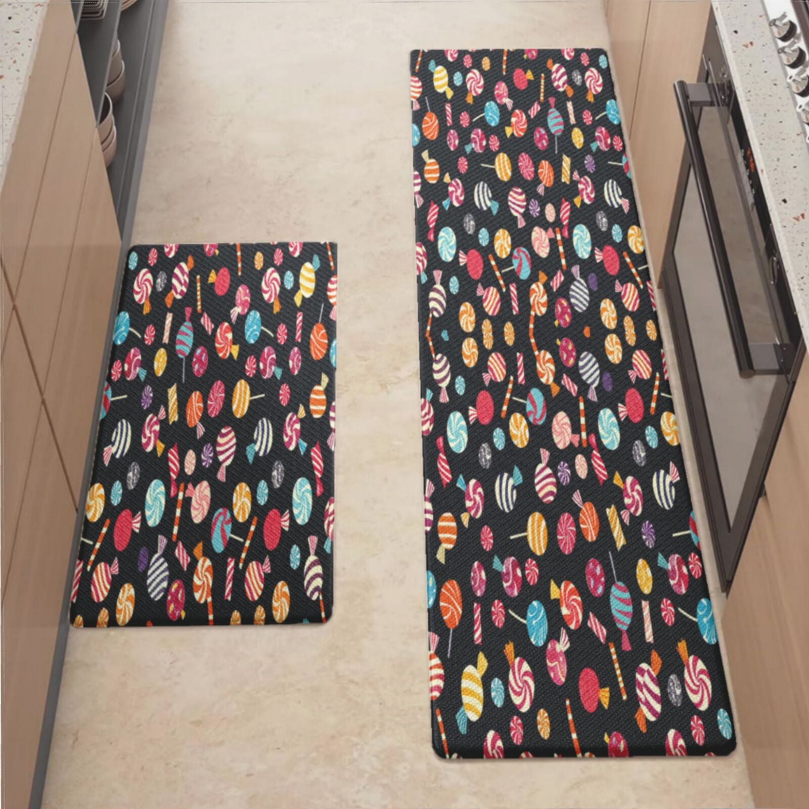 Anti Fatigue Kitchen Mat, Candy Flattened Sets of 2 Kitchen Rugs Non ...