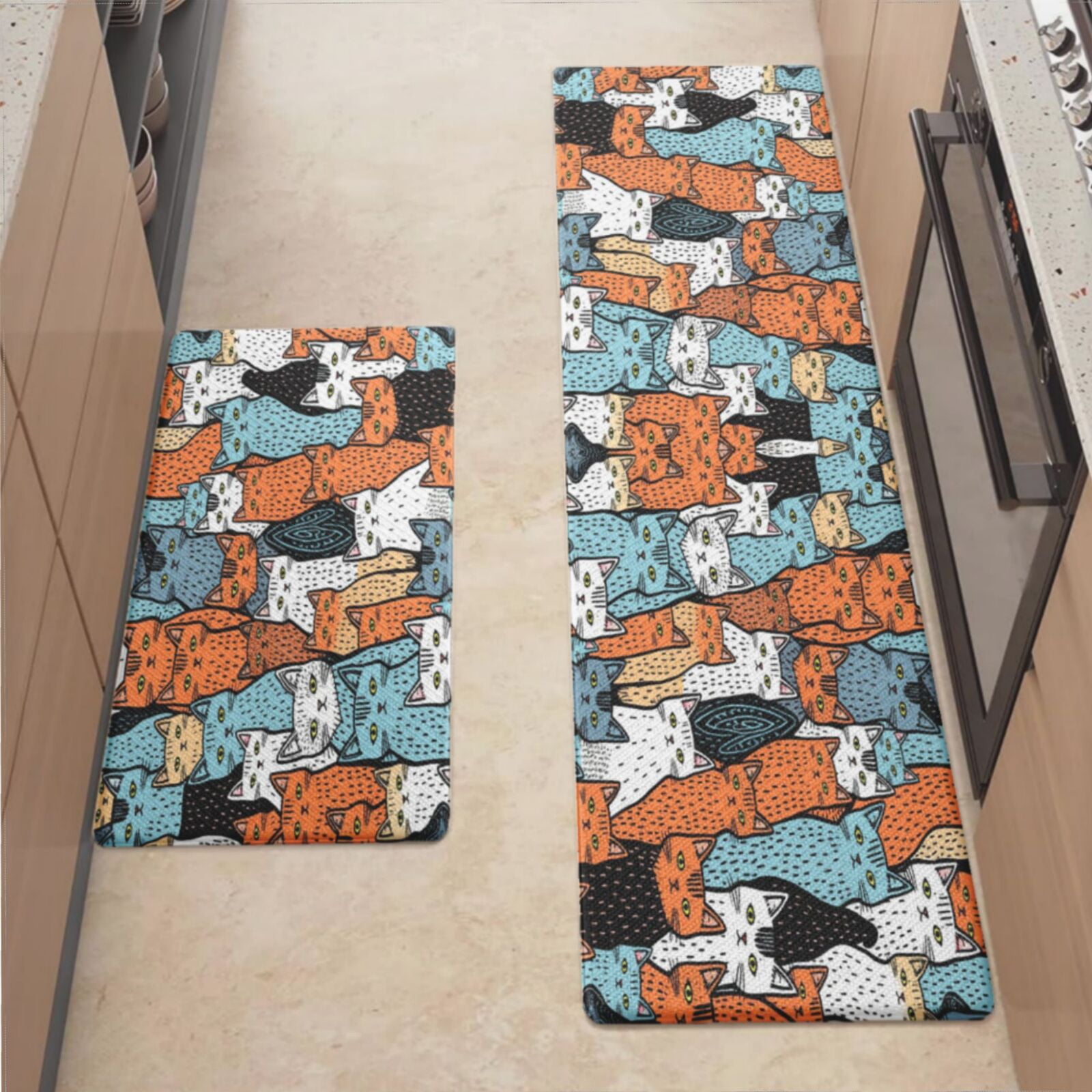 Anti Fatigue Kitchen Mat, Cats Doodle Kitchen Rugs Non Slip, Cushioned ...